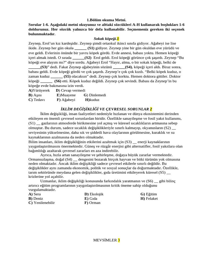OKUMA 1 Bo'Lim Uchun | PDF
