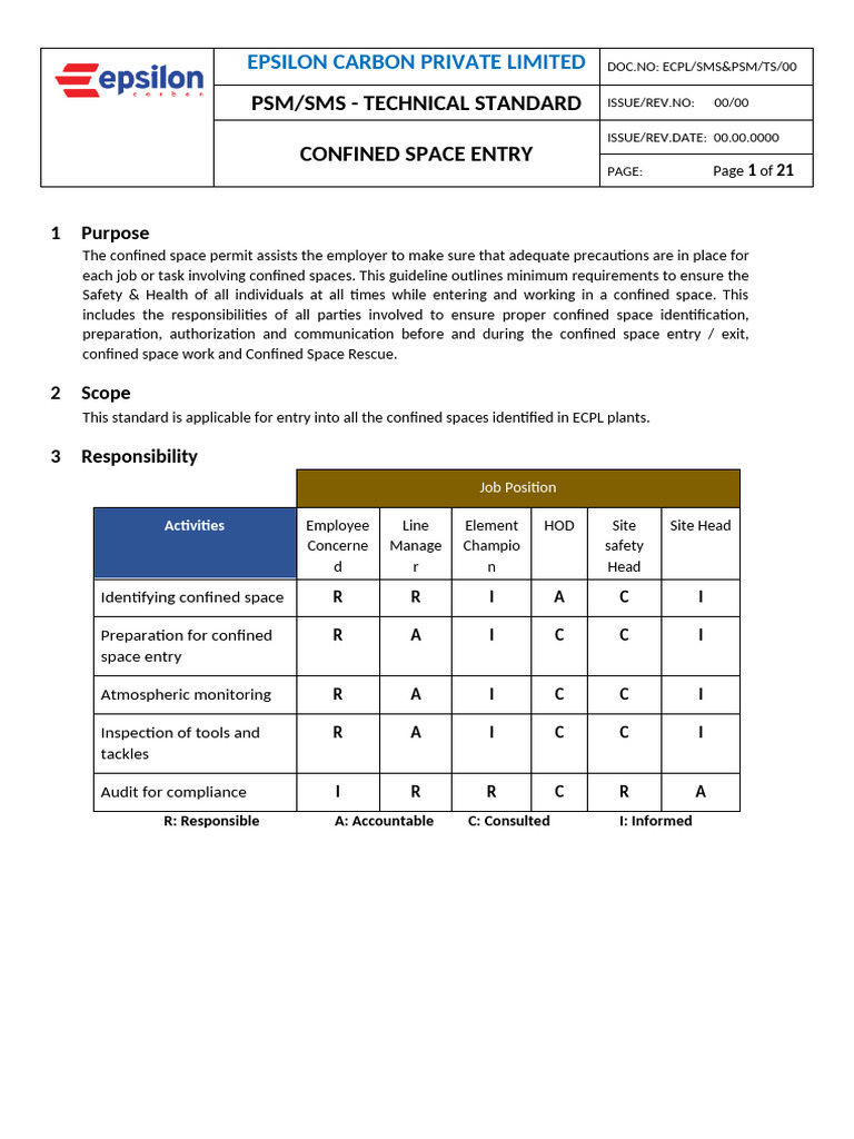 Epsilon TS - Confined Space Entry V1 | PDF | Working Conditions | Safety