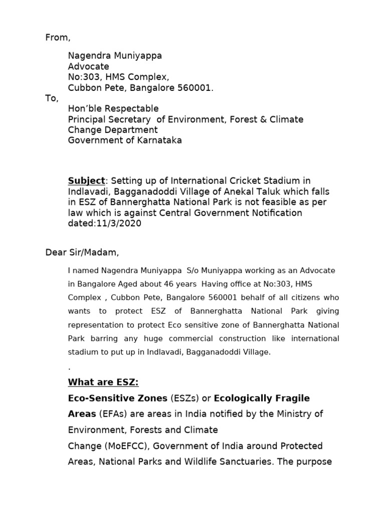 Letter To Forest Secretary | PDF