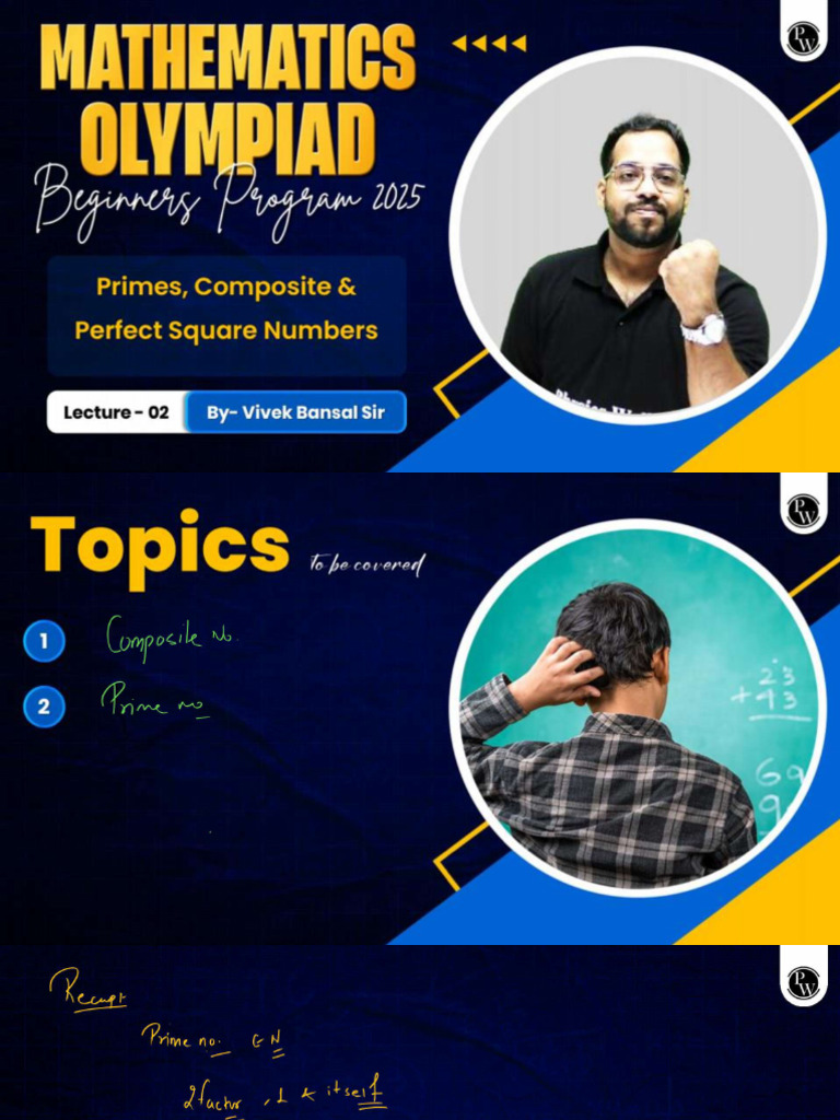 Primes, Composite and Perfect Square Numbers 02 - Class Notes ...