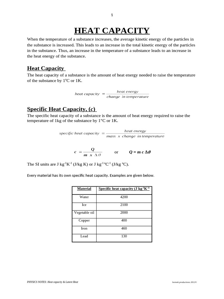 TP5 Heat Capacity & Latent Heat | PDF | Temperature | Heat