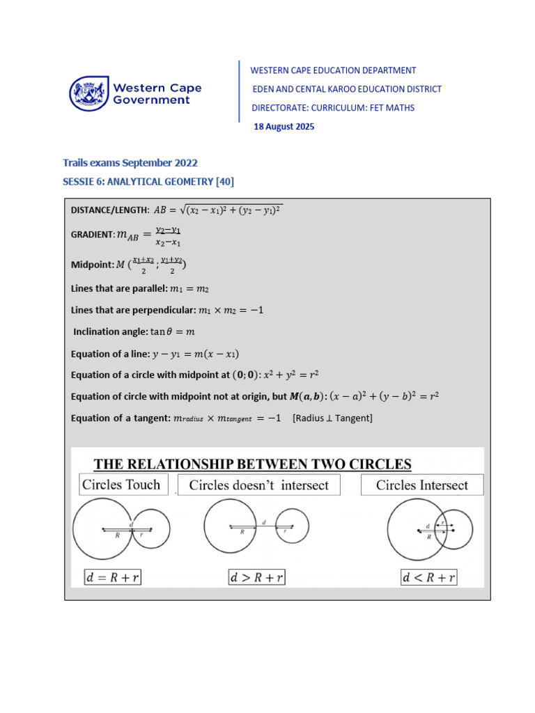 Grade 12 Analytical Geometry (40 Marks) | PDF