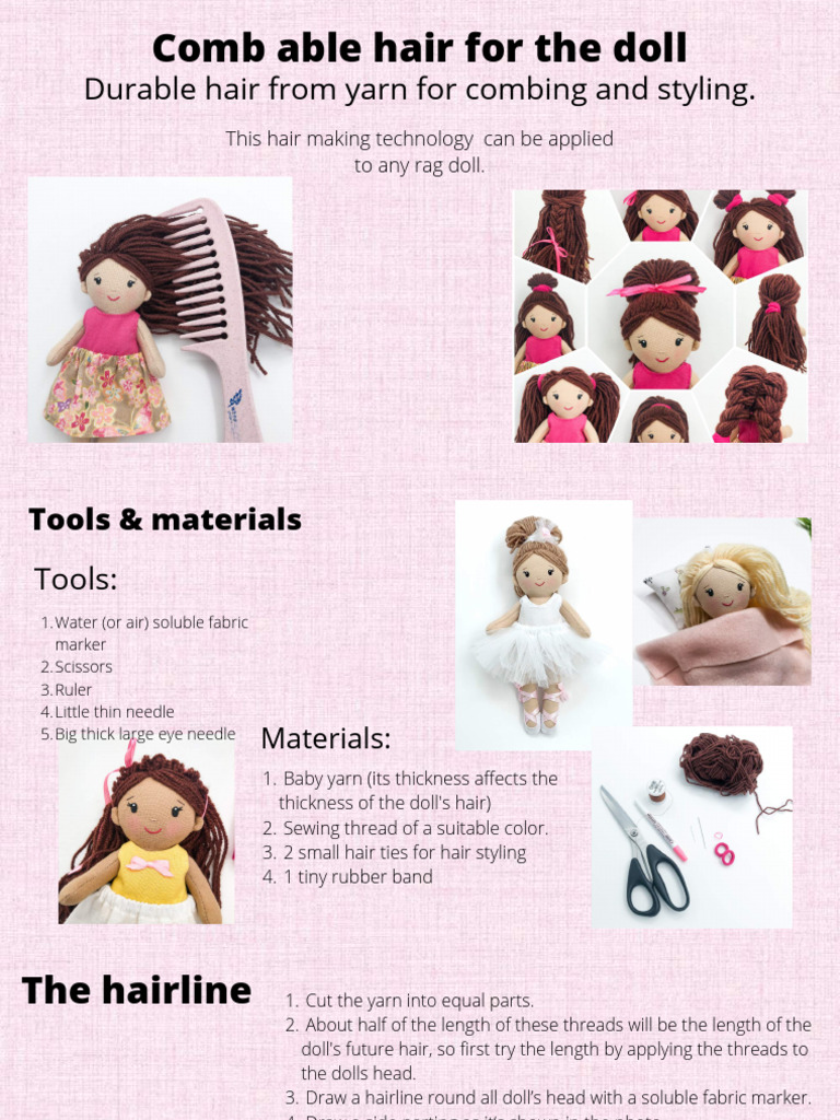 Doll Hair Styling Guide with Yarn | PDF | Yarn | Fashion