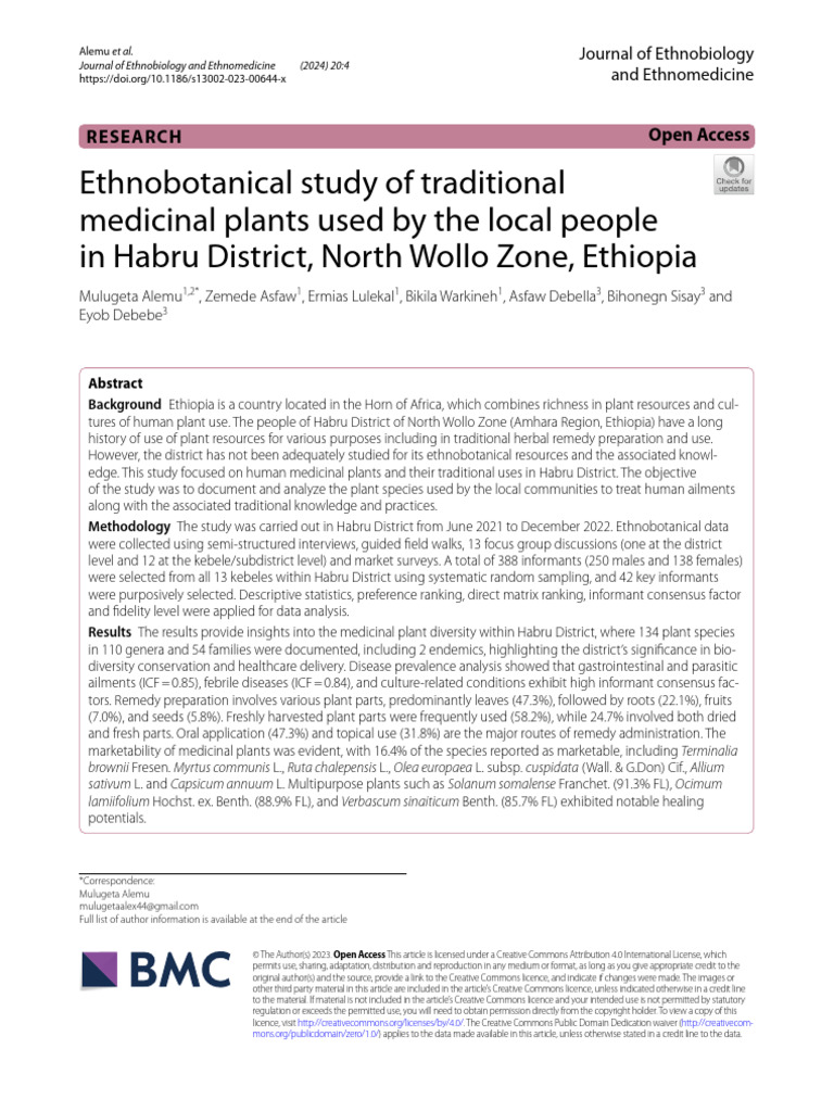 Ethnobotanical Study of Traditional Medicinal Plants Used by The Local ...