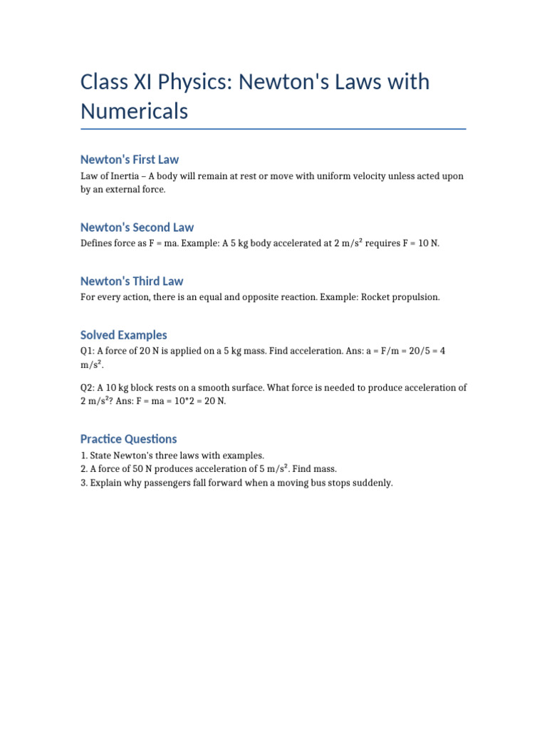 Newton's Laws: Concepts and Examples | PDF