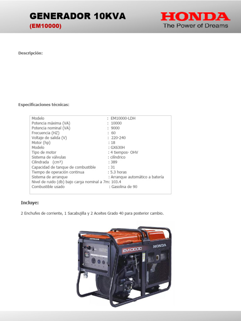 FT Hondaem10000 | PDF