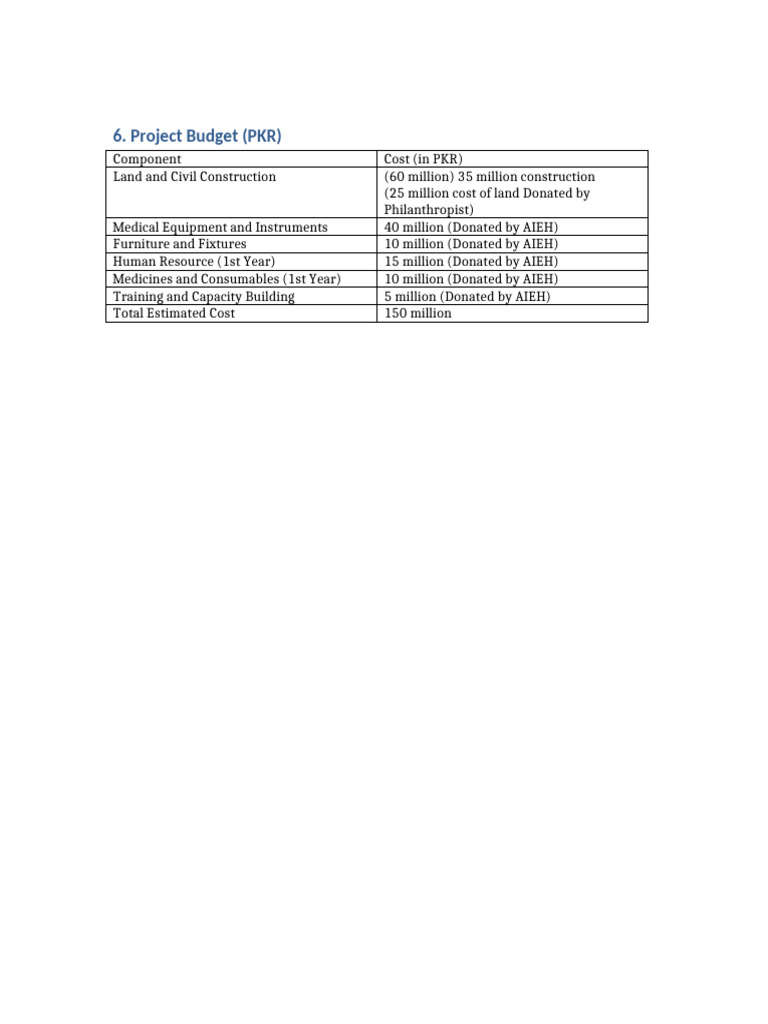 Project Budget Table | PDF