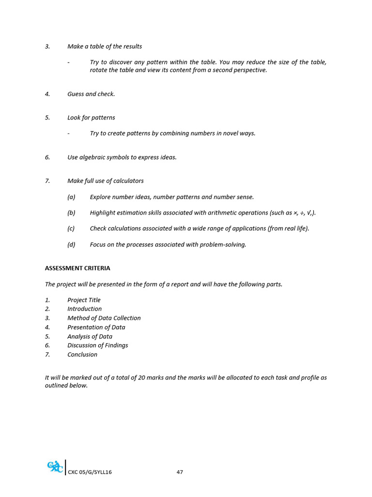 SBA Sample and Markscheme | PDF | Area | Shape