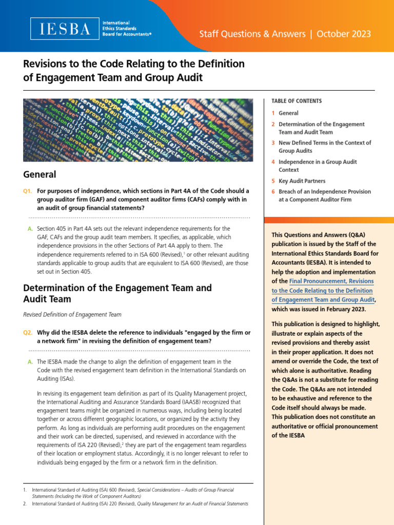 Audit Engagement Team Definition Changes | PDF | Audit | Business