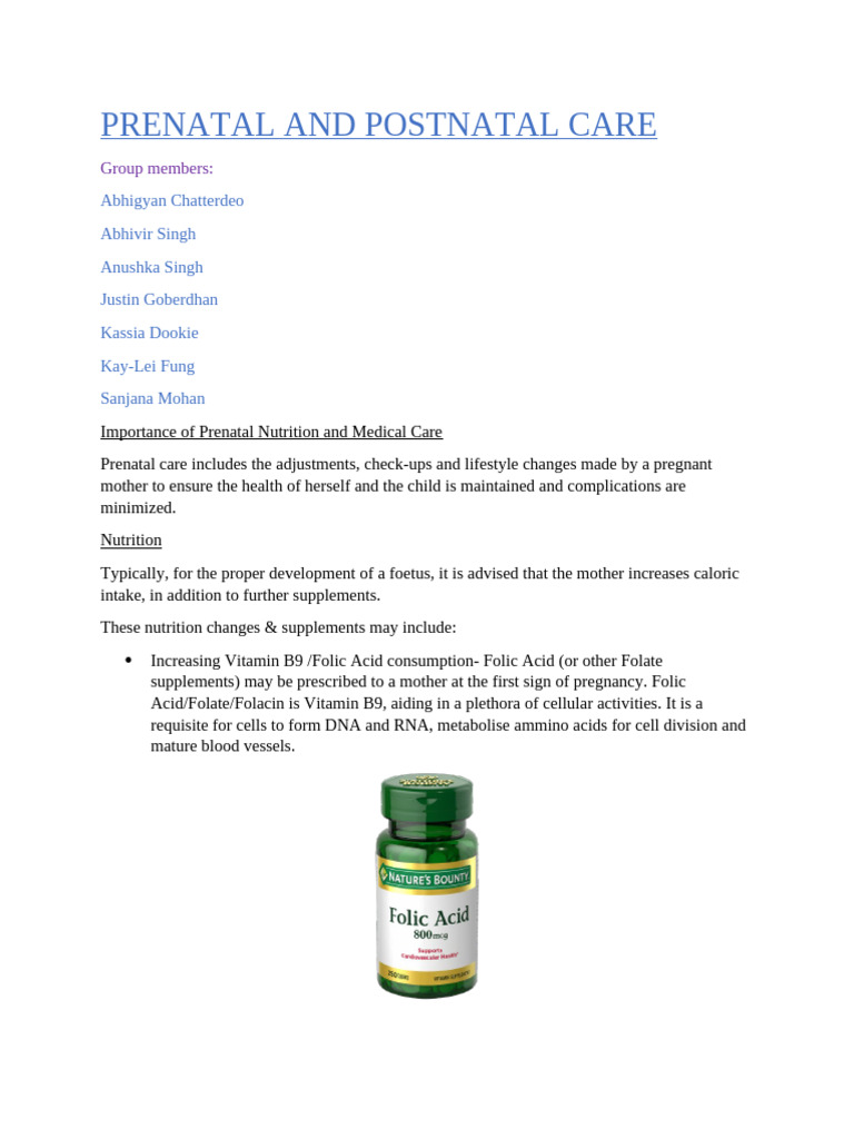 Prenatal and Postnatal Care | PDF | Postpartum Period | Pregnancy