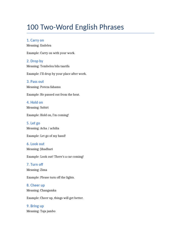 100 Common Two-Word English Phrases | PDF | Chess Theory | Chess