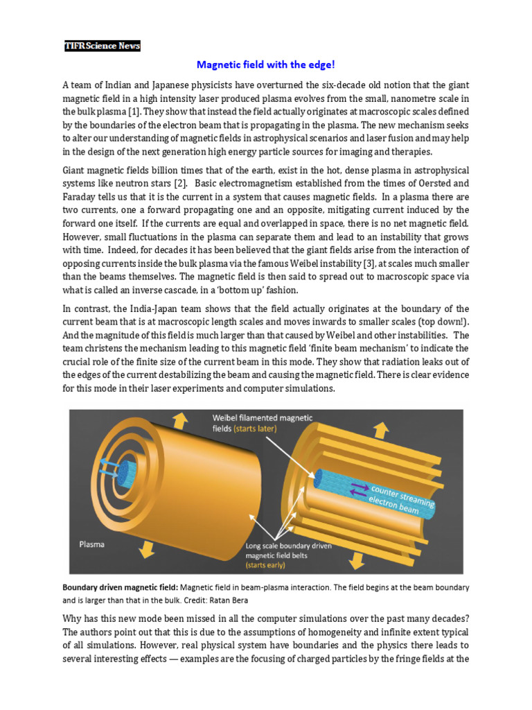 New Mechanism for Magnetic Fields in Plasma | PDF | Plasma (Physics ...