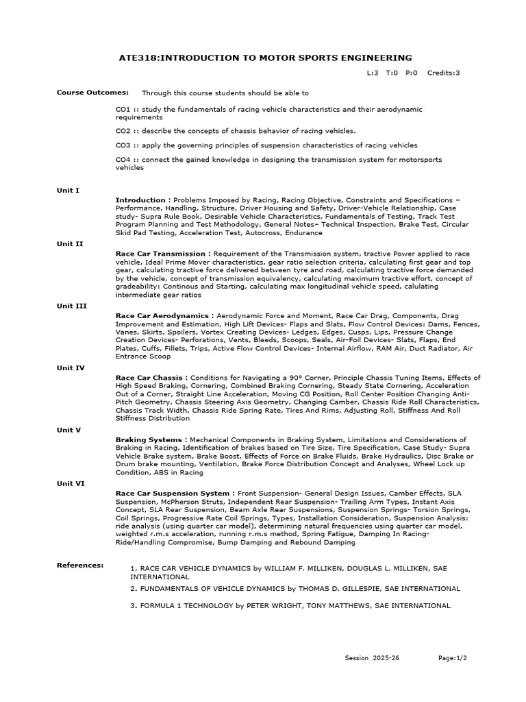 Introduction to Motorsports Engineering | PDF | Automotive Technologies ...