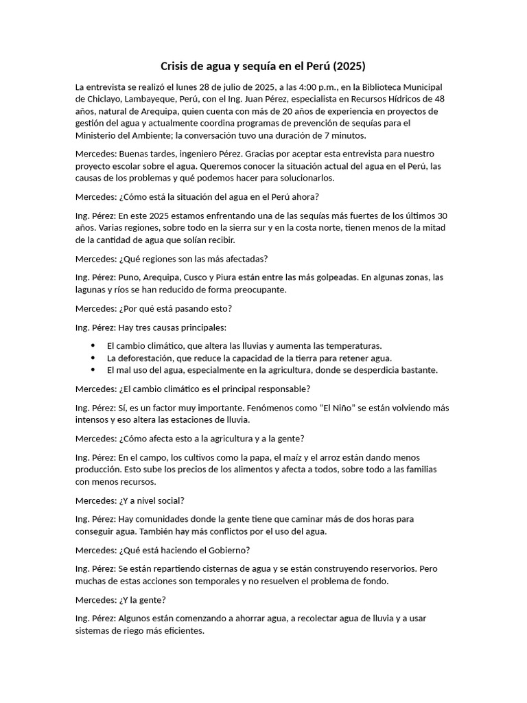 Crisis de Agua y Sequía en El Perú | PDF | Agua | Sequía
