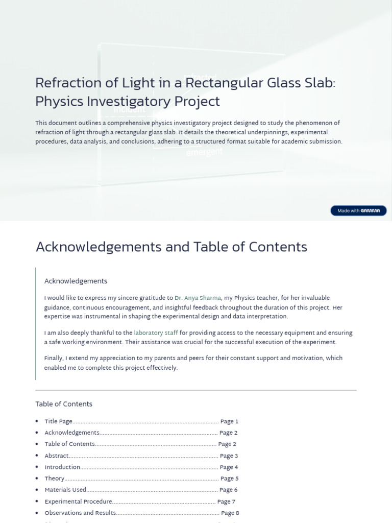 Refraction of Light in A Rectangular Glass Slab Physics Investigatory ...
