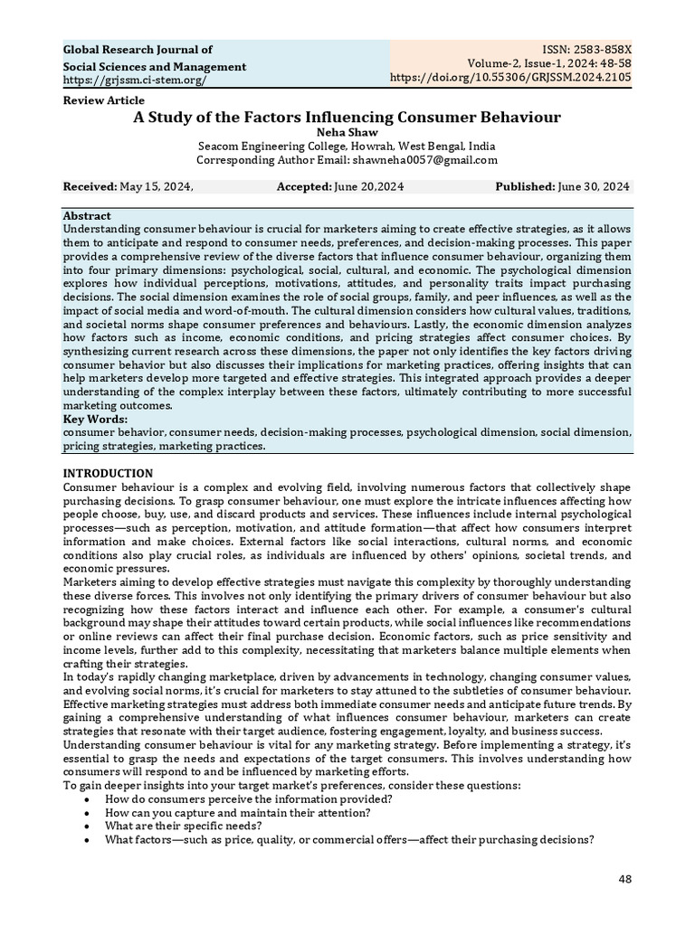 Factors Influencing Consumer Behavior | PDF | Consumer Behaviour | Behavior