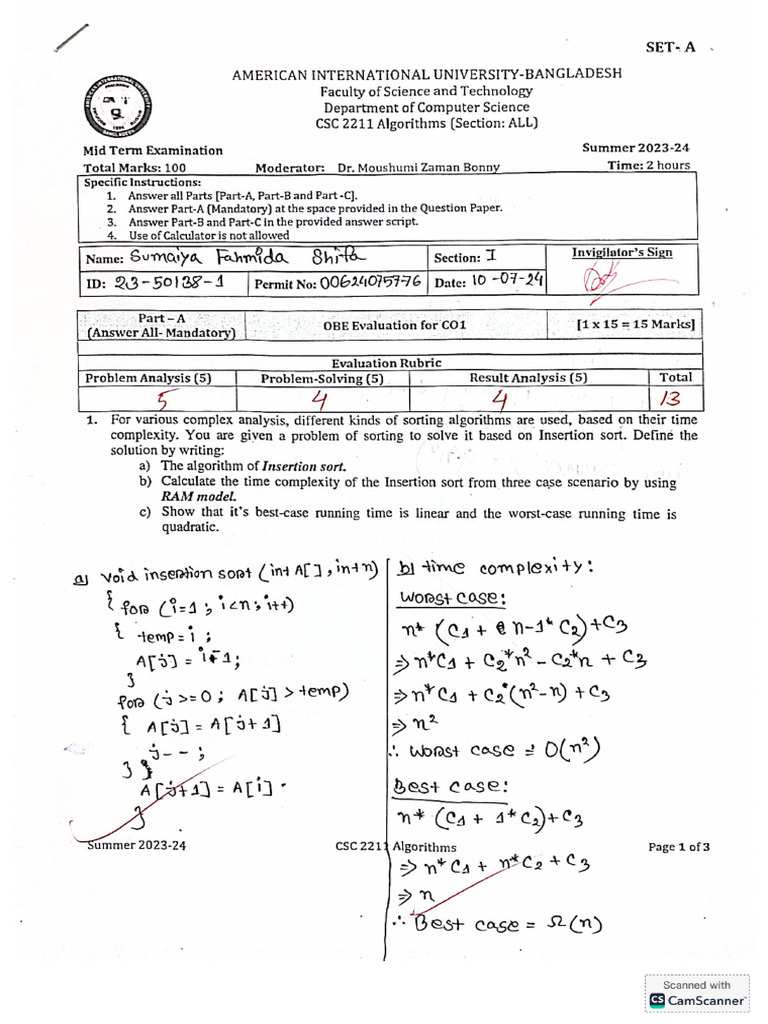 Algo Sample Question | PDF