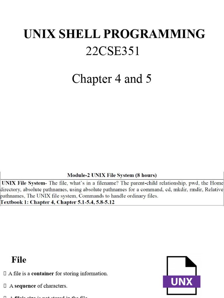 UNIX_Module_2_chapter_4_and_5.pptx | PDF | Computer File | Directory ...