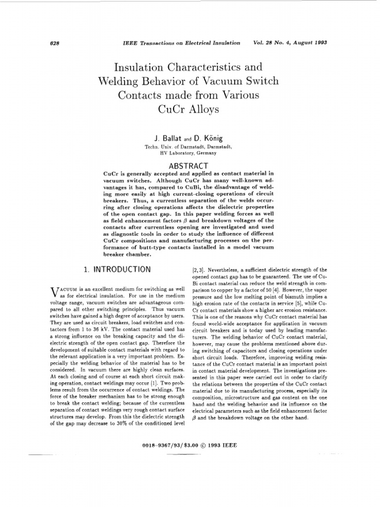 CuCr Alloys in Vacuum Switch Contacts | PDF | Insulator (Electricity ...