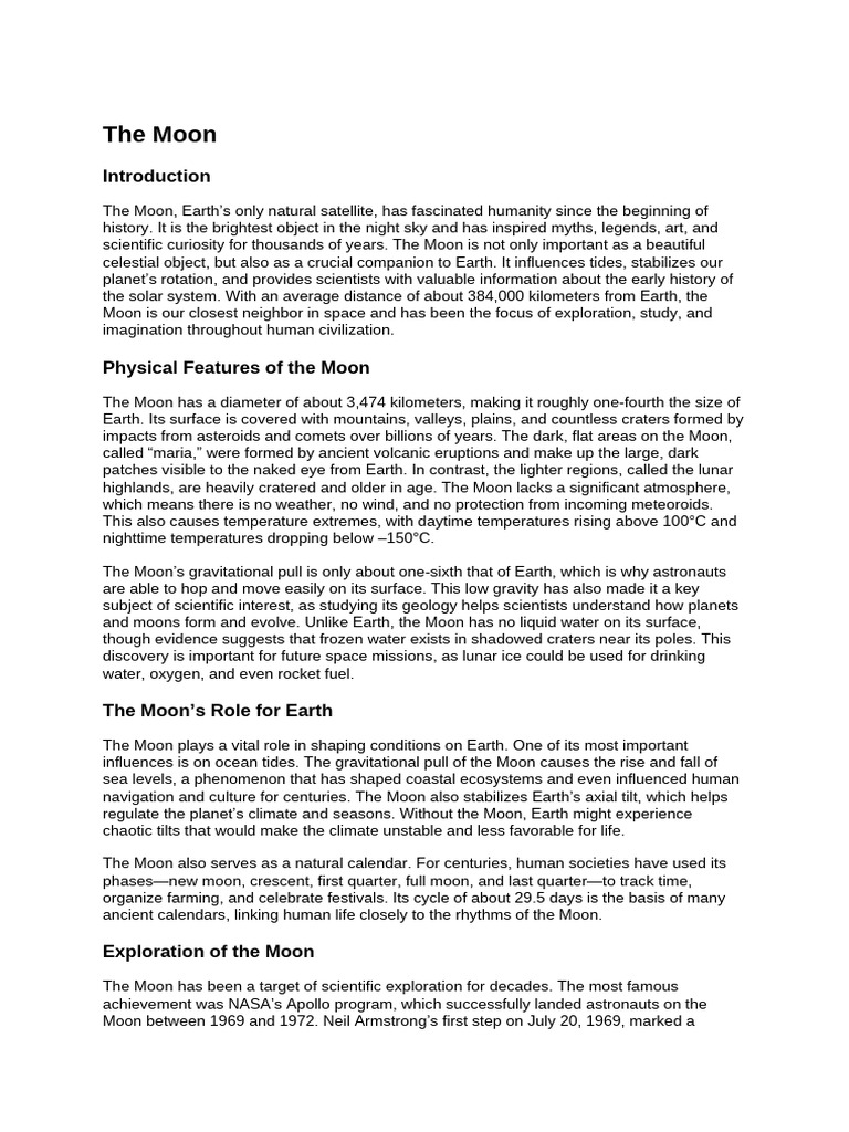 The Moon: Earth's Celestial Companion | PDF | Moon | Earth