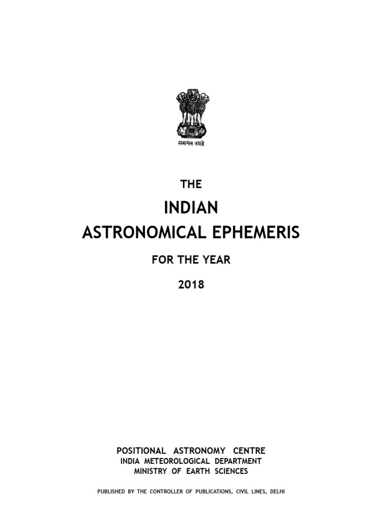 Indian Astronomical Ephemeris 2018 | PDF | Sunset | Solar System