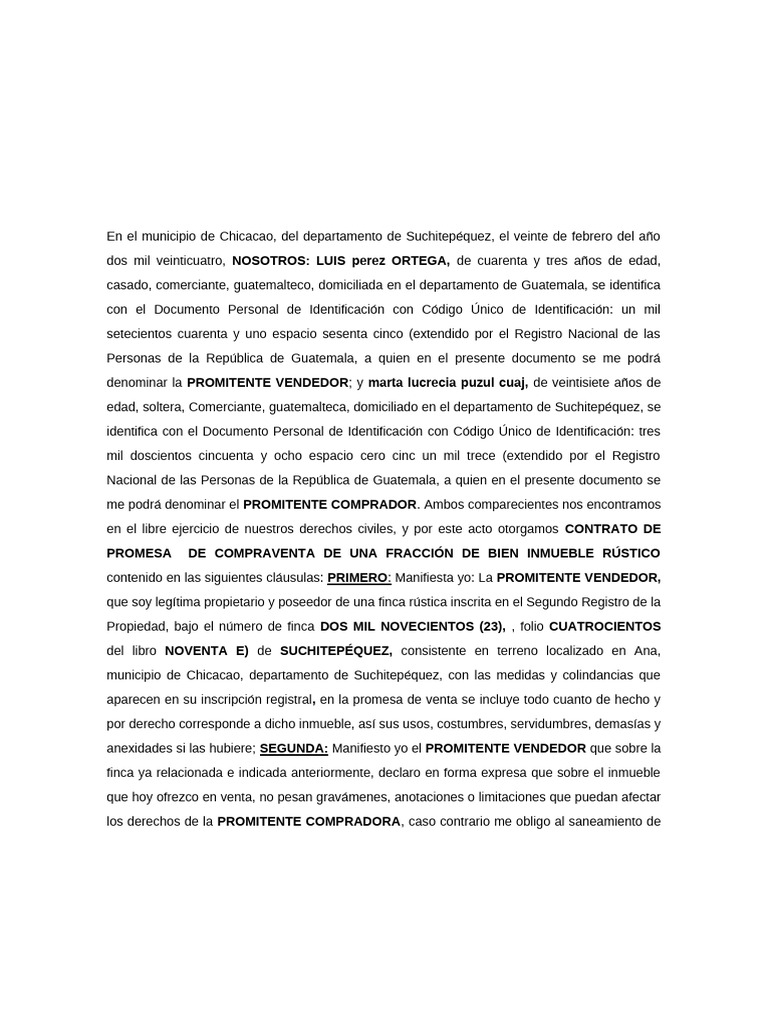 Minuta Compra Venta | PDF