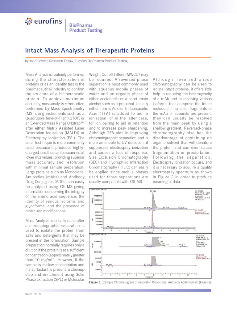 9430 - Intact Mass Analysis | PDF | Mass Spectrometry | Chromatography