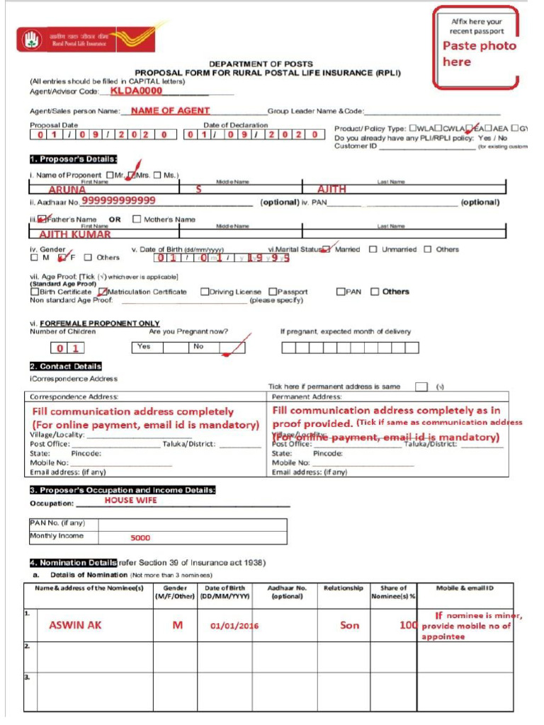 Rpli Filled Form Format | PDF