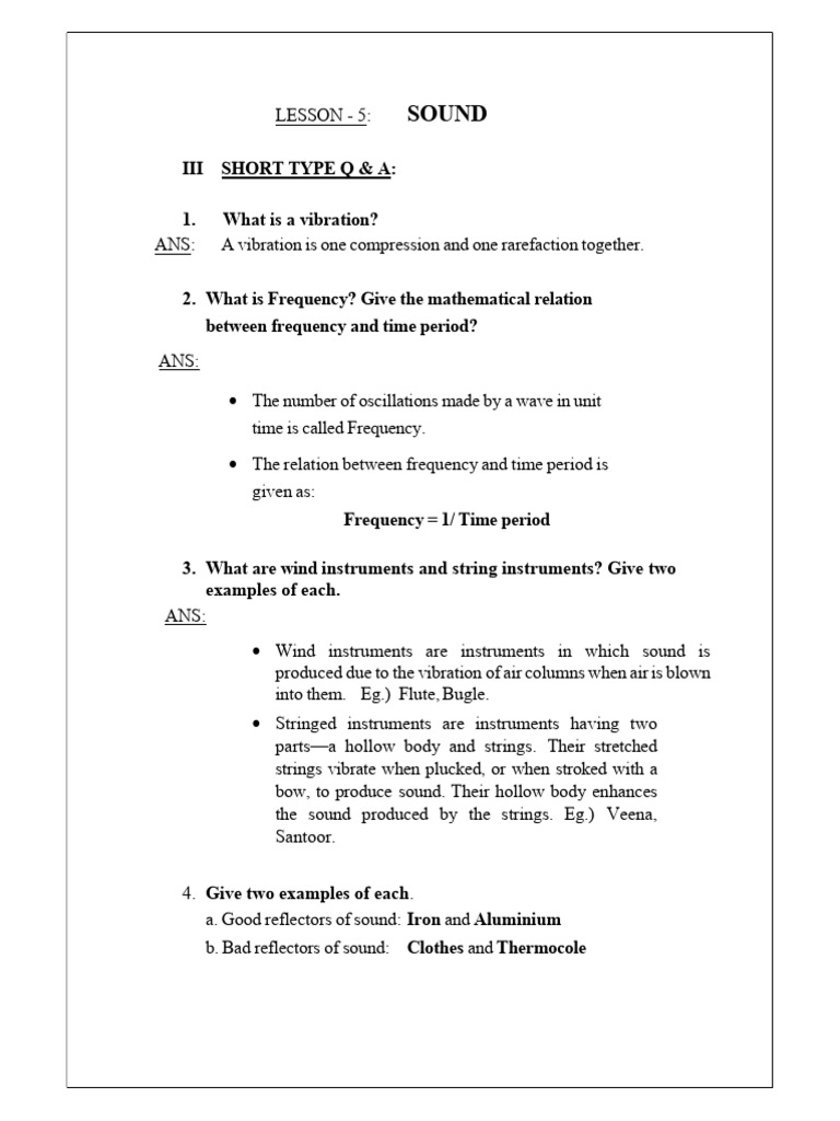 Sound Concepts for Class 7 | PDF | Sound | String Instruments