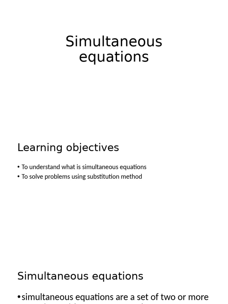 Simultaneous Equations | PDF