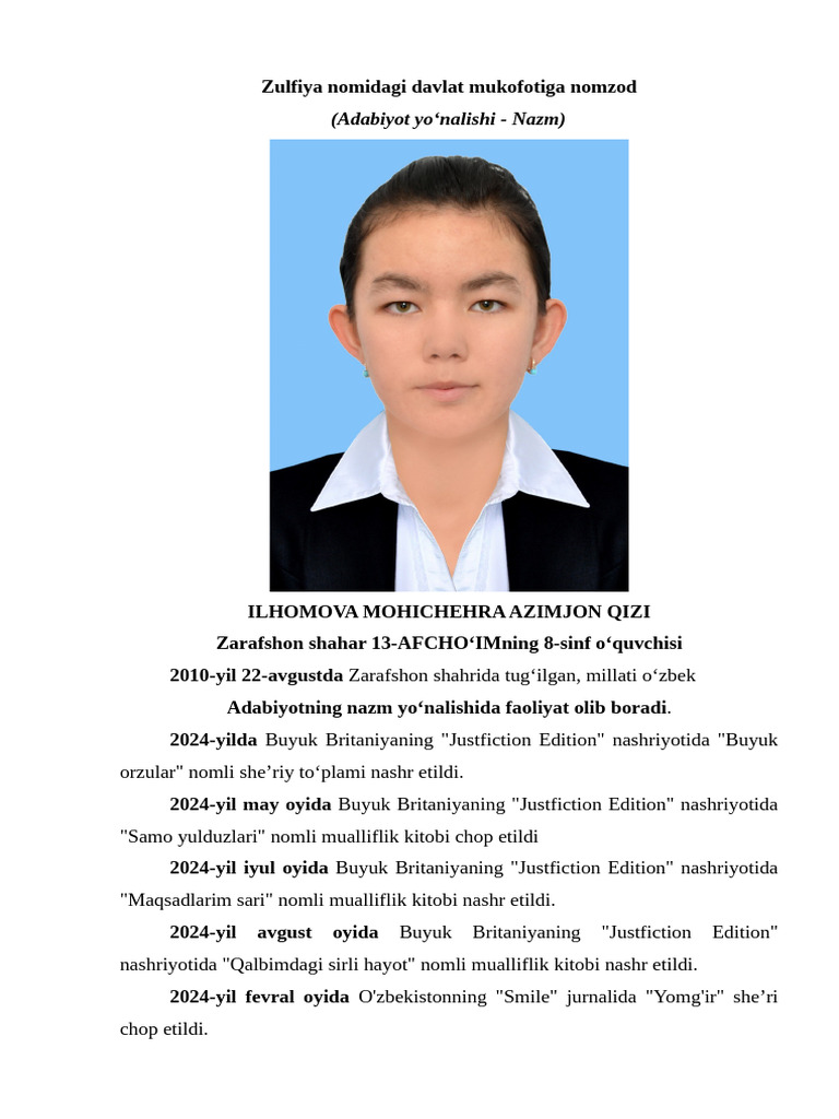 Zulfiya ILHOMOVA MOHICHEHRA | PDF