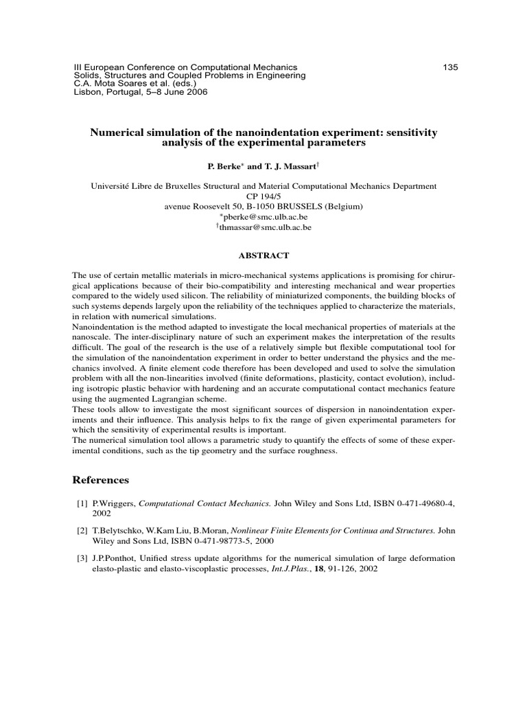 Nanoindentation Simulation Sensitivity Analysis | PDF | Continuum ...