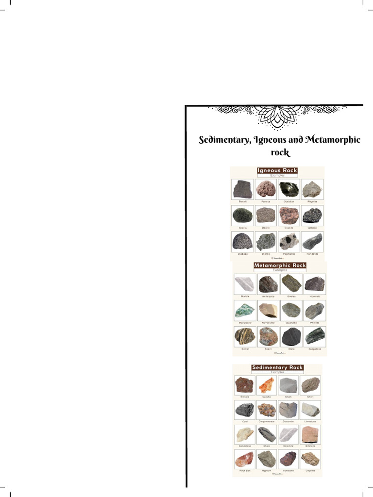 Sedimentary, Igneous and Metamorphic Rock | PDF