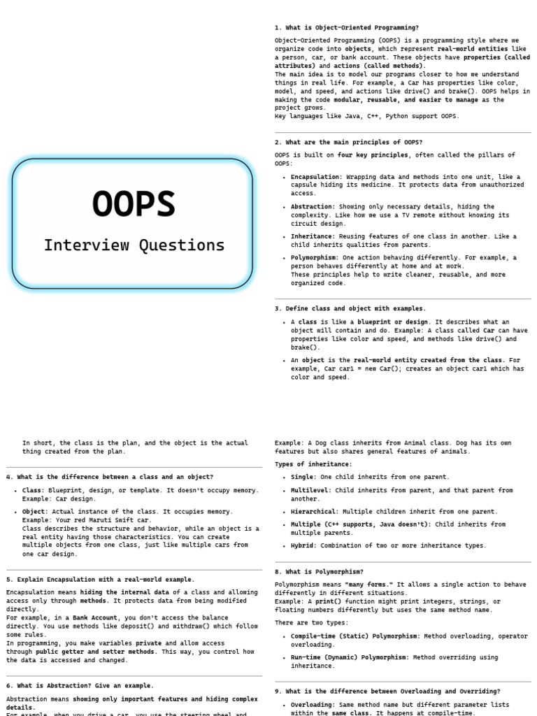 Oops | PDF | Class (Computer Programming) | Method (Computer Programming)