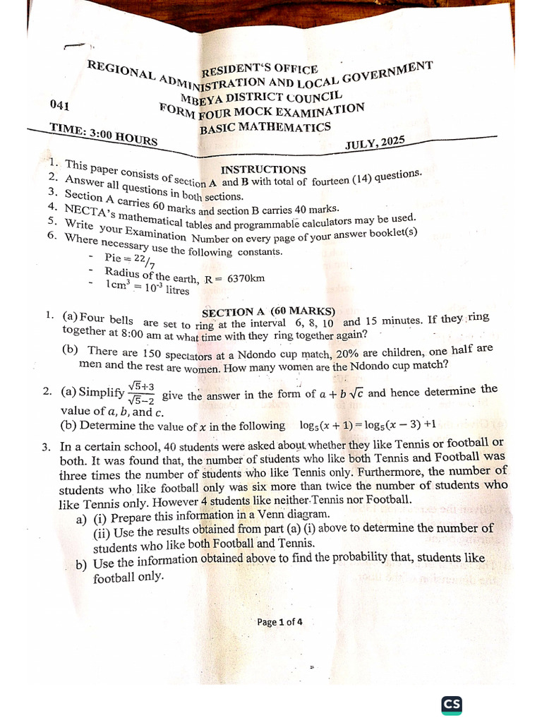 Form Four District 2025 | PDF