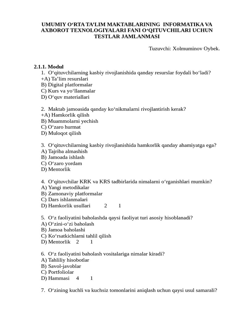 Informatika Test | PDF