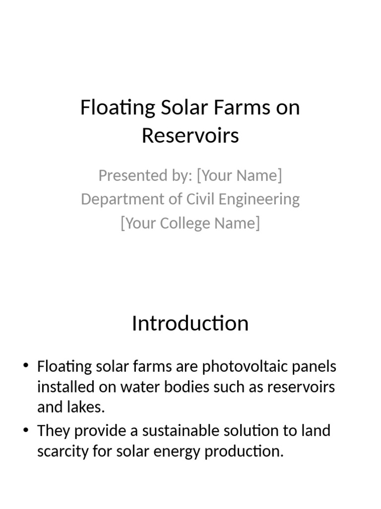 Floating Solar Farms: A Sustainable Solution | PDF