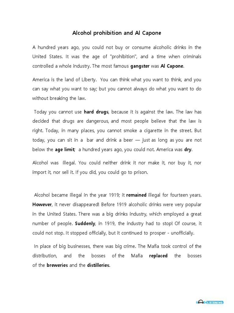 Alcohol Prohibition and Al Capone Text n0 Watermark - Watermark | PDF ...