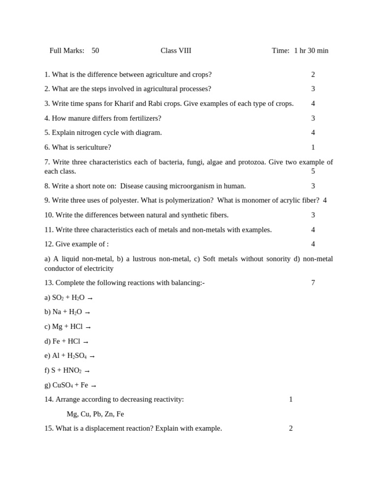 Class Viii Cbse | PDF