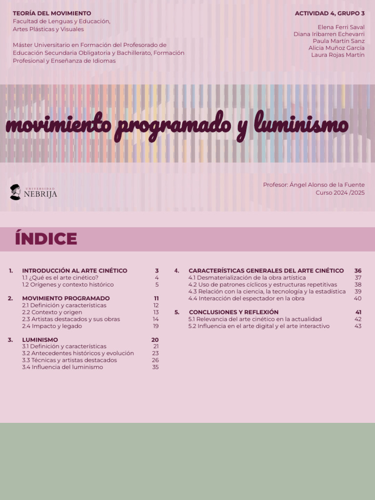 Arte Cinético: Movimiento y Luminismo | PDF | Óptica | Ligero