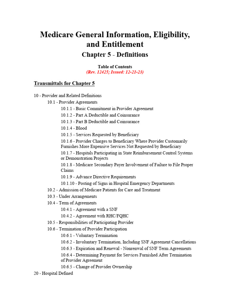 Medicare Provider Definitions Guide | PDF | Medicare (United States ...