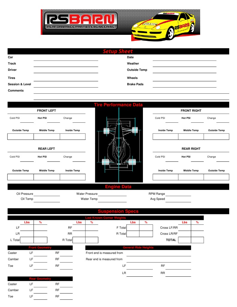 Tire Performance and Setup Data Sheet | PDF