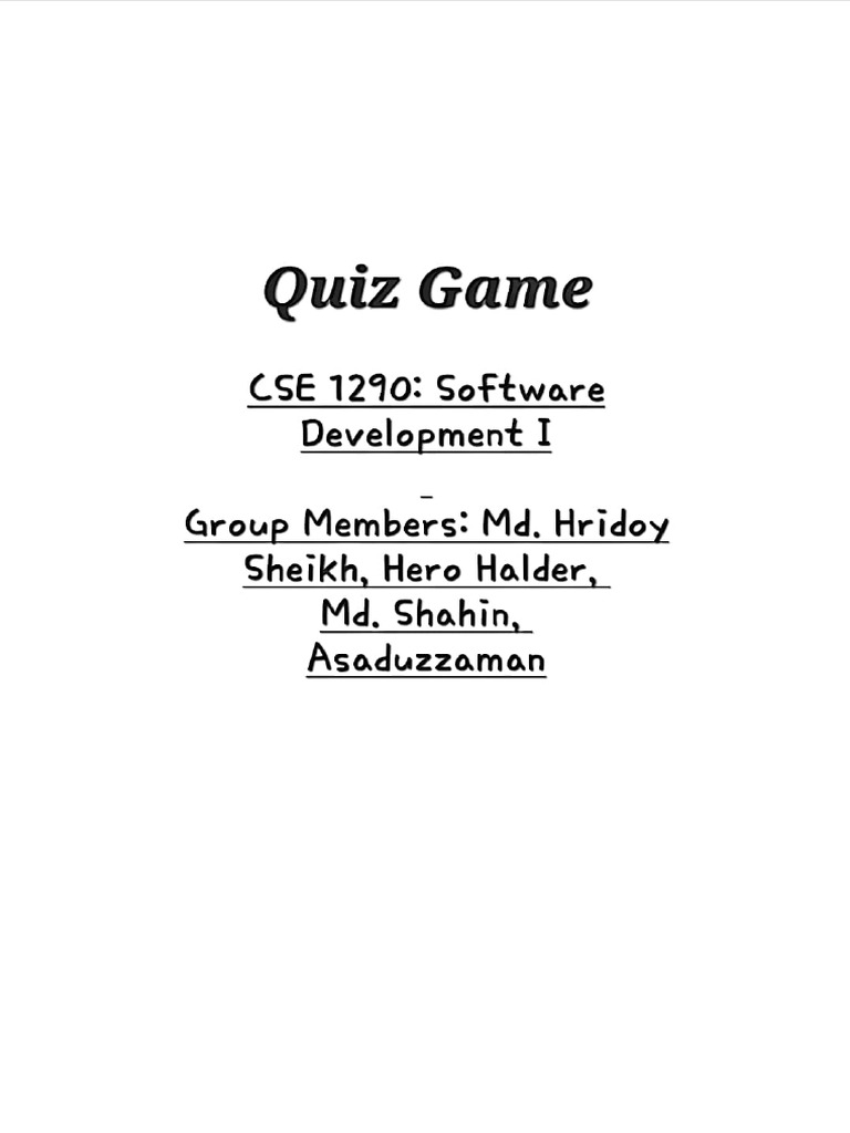 Quiz Game Project Proposal | PDF