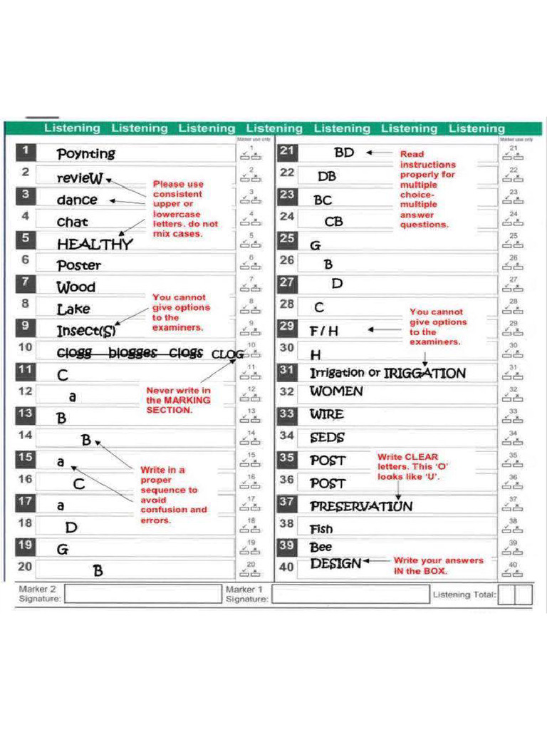 Instructions To Fill The Answer Sheet | PDF