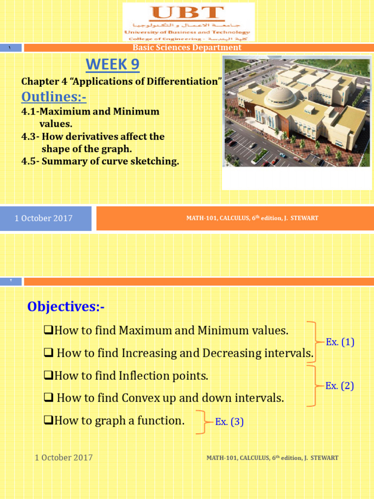 Week (9) Applications of Diff. - Max. - Min. | PDF | Calculus | Derivative