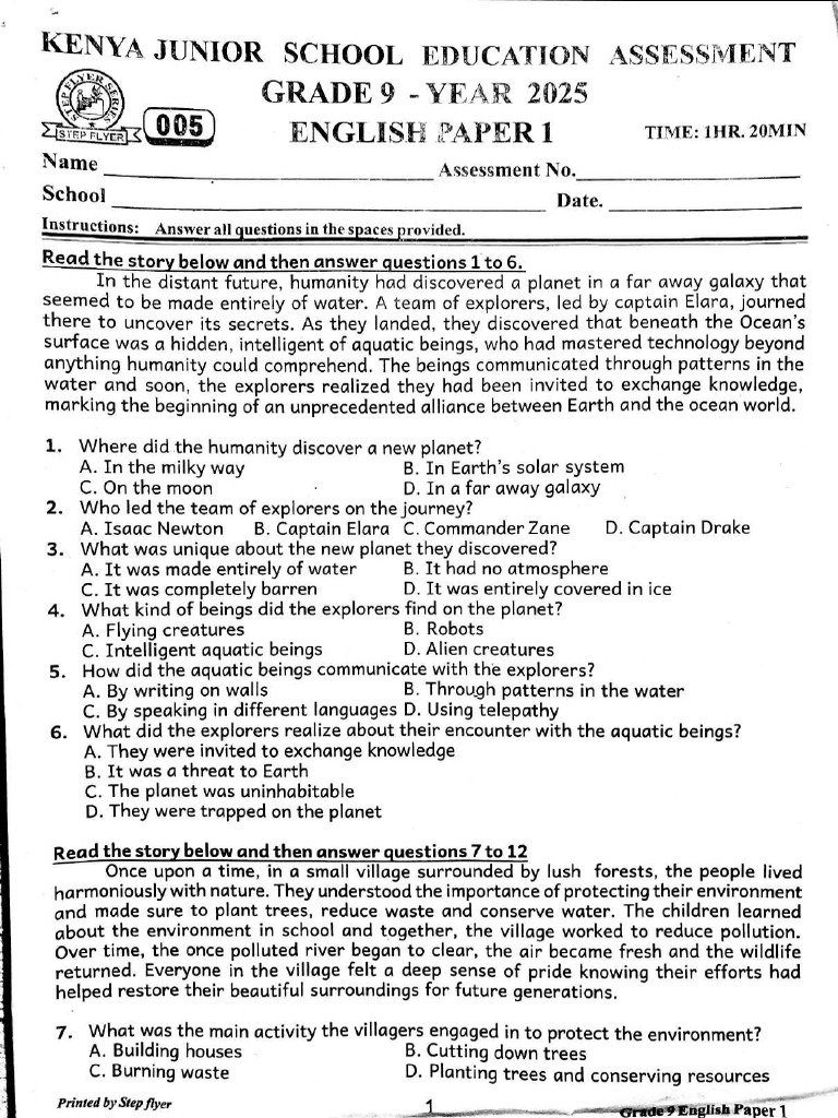 Grade 9 005 Step Flyer All Subjects With Marking Scheme | PDF