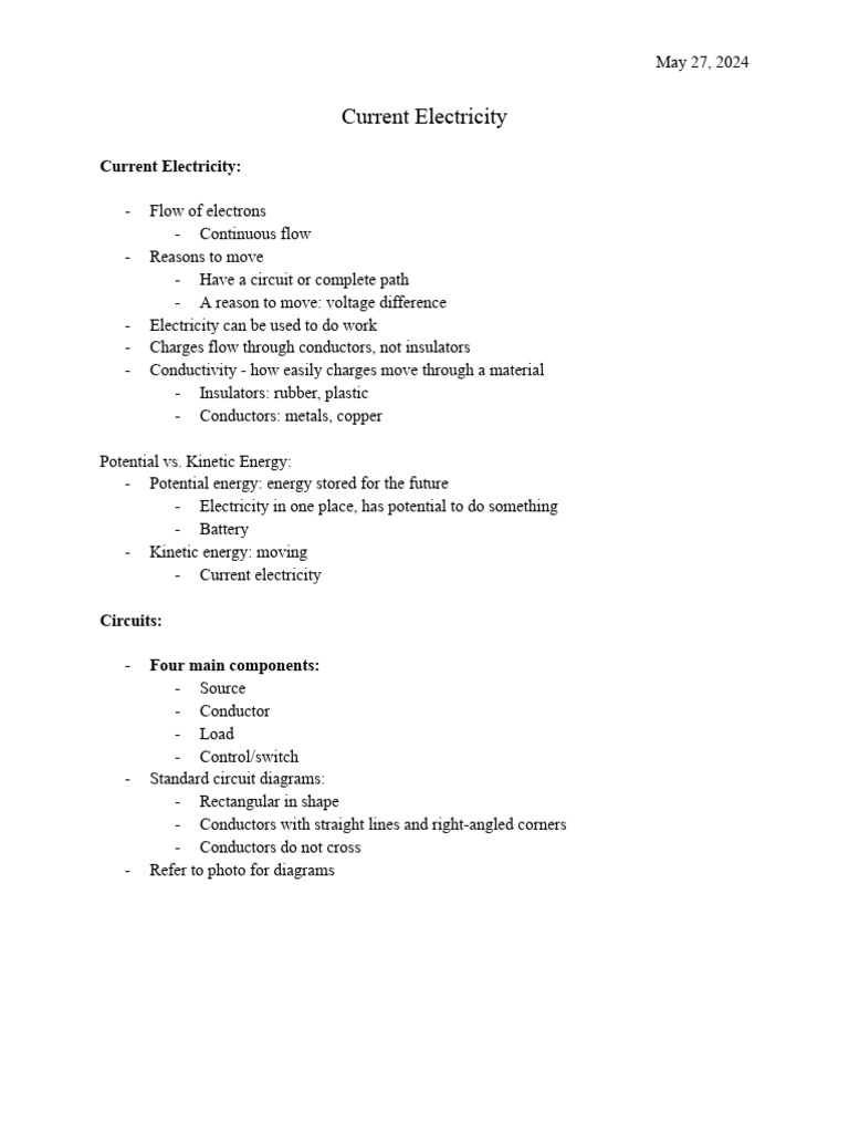 Understanding Current Electricity Basics | PDF | Voltage | Electric Current