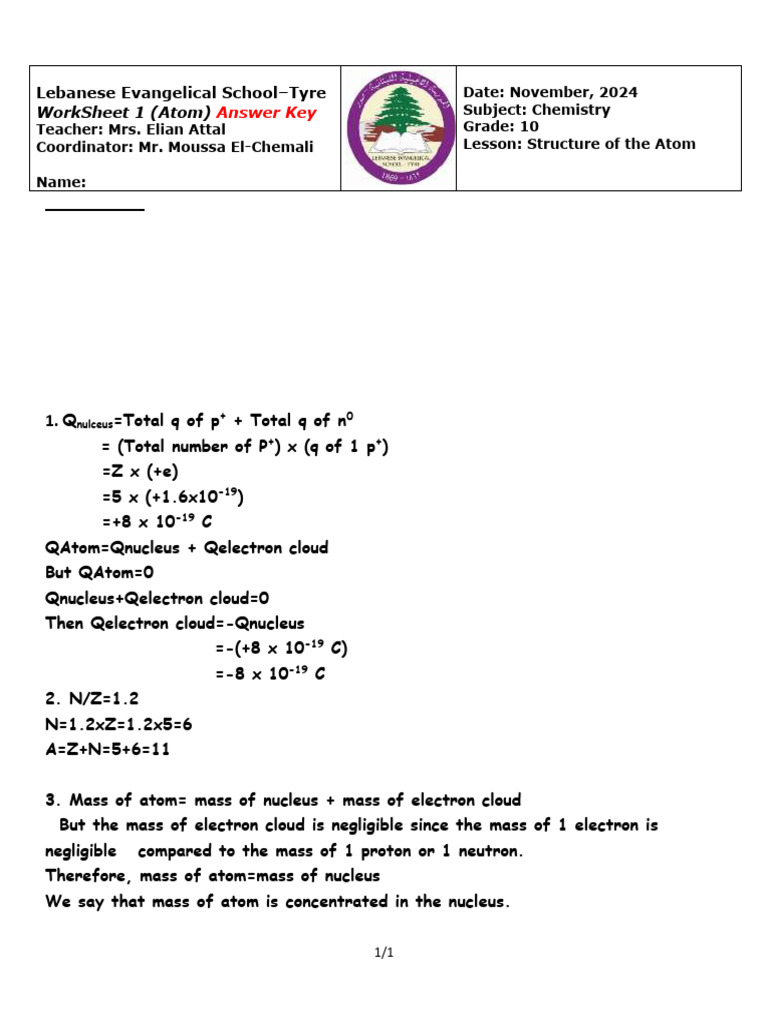 Chemistry Homework Correction | PDF