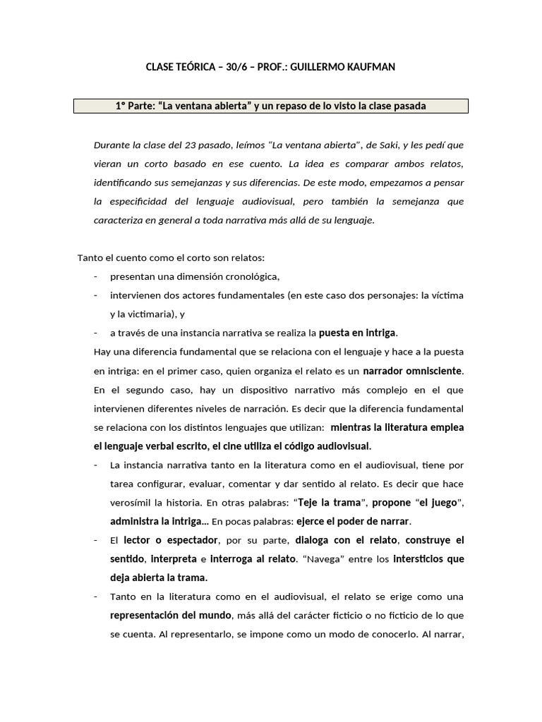 Clase Teórica (Grabada) Del 306 Relato Literario y Corto. Ficción y No ...