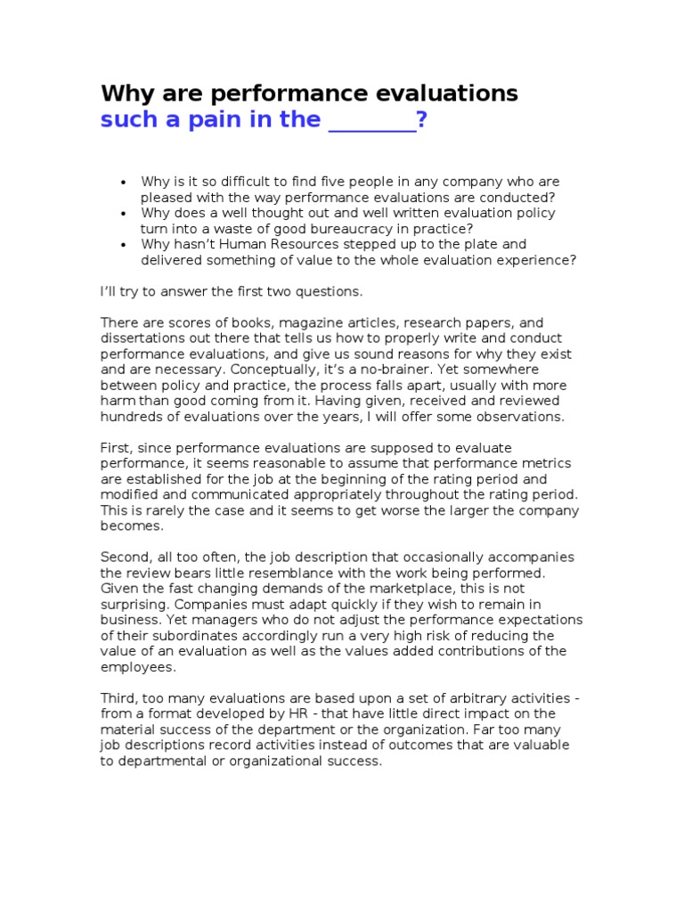 Improving Performance Evaluations | PDF | Performance Appraisal ...